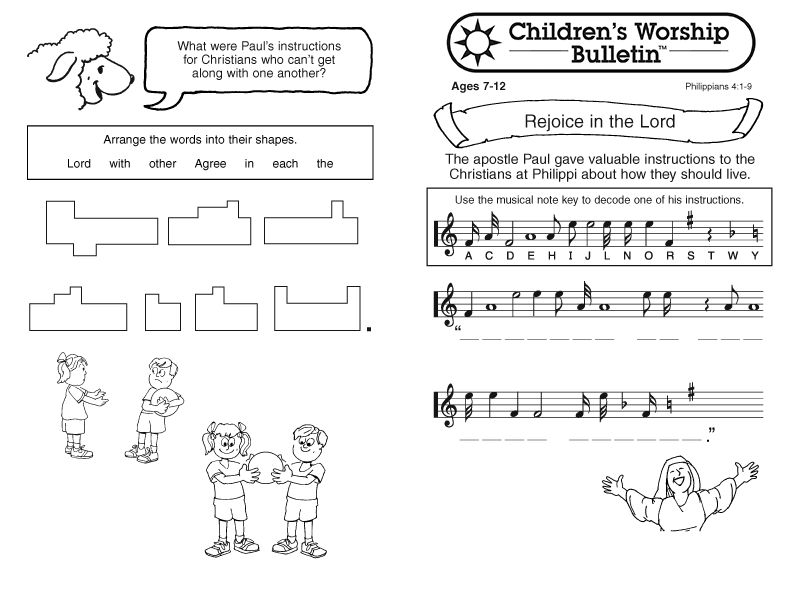 Children s Bible Lessons Epistle Children s Worship Bulletins